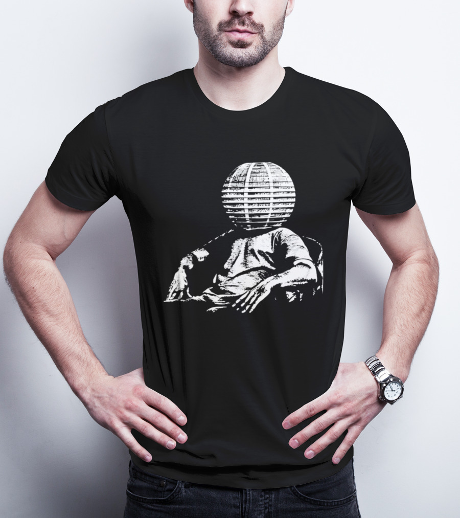 Sure, Here's A New Title For The : "Surreal Distressed Globe Head Sitting Figure T-Shirt