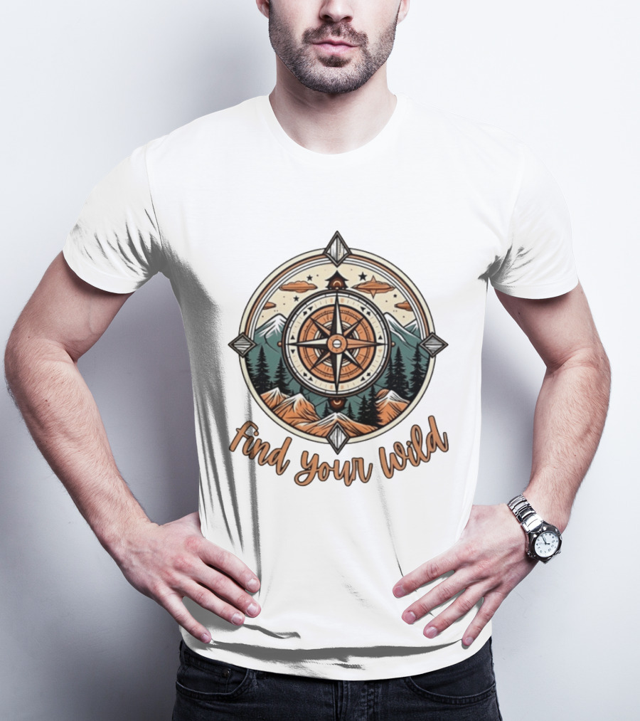 Find Your Wild Compass Mountain Adventure Nature Exploration T-Shirt