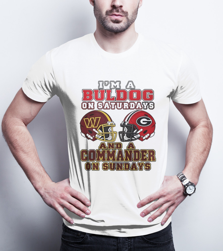I'm A Bulldog On Saturdays And A Commander On Sundays Football Helmets T-Shirt