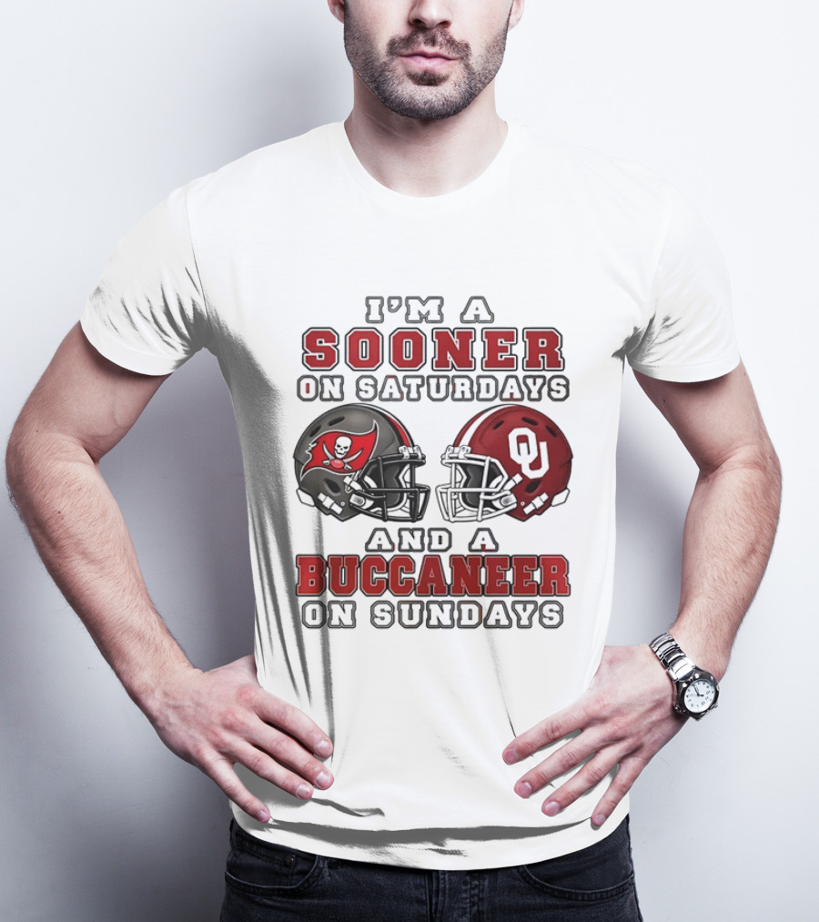 I'm A Sooner On Saturdays And A Buccaneer On Sundays Football Helmets T-Shirt