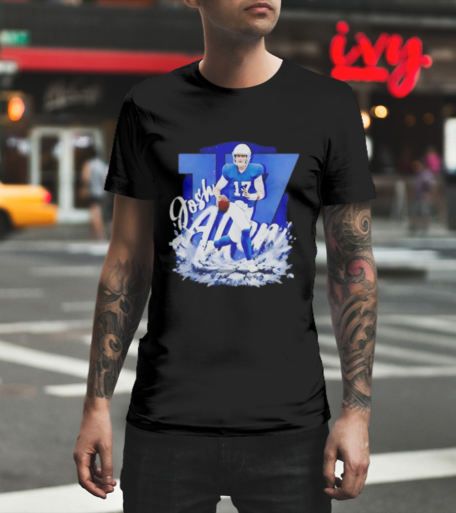 Josh Allen 17 Buffalo Bills Quarterback Snow Wave T-Shirt