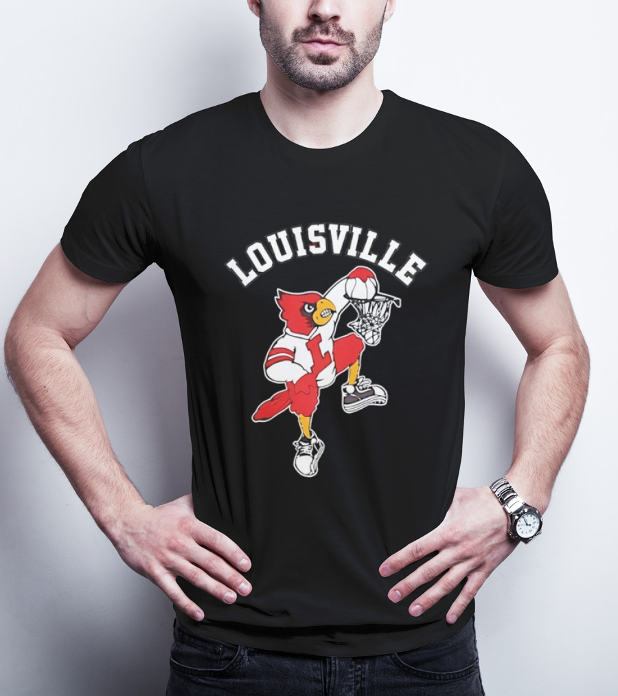 Louisville Cardinals Basketball Mascot Dunking T-Shirt