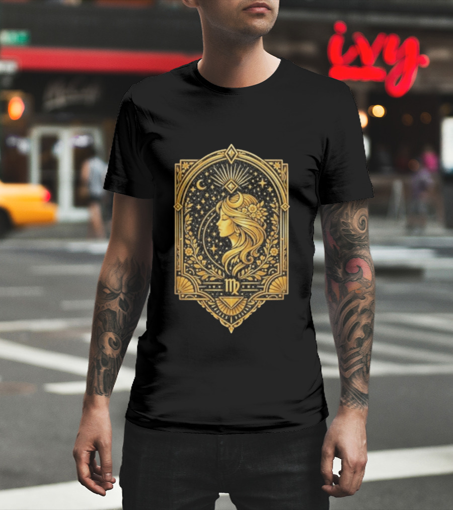 Virgo Goddess Zodiac Symbol Astrology Art Nouveau T-Shirt