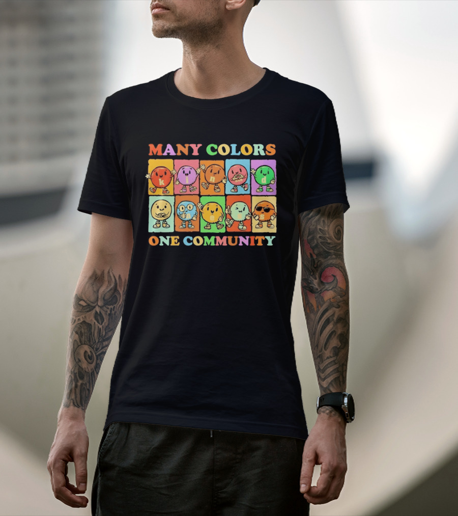 Many Colors Kindness One Community Cartoon Characters T-Shirt