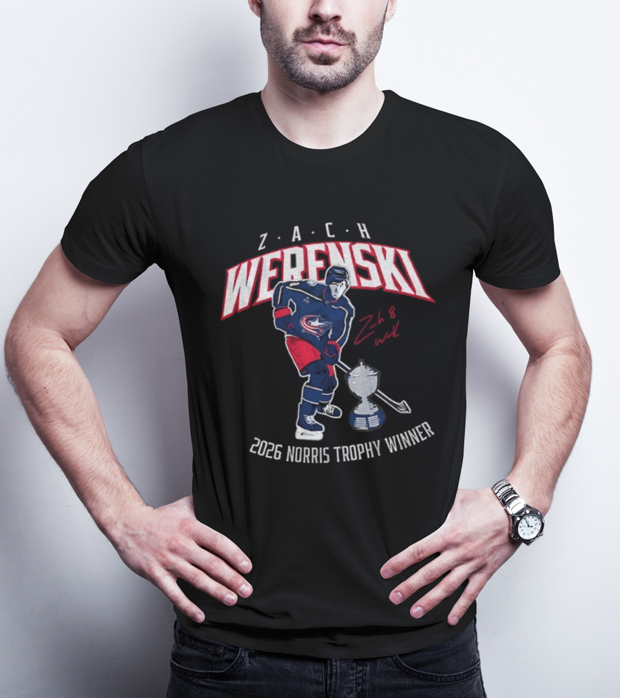 Zach Werenski Columbus Hockey 2026 Norris Trophy Winner T-Shirt