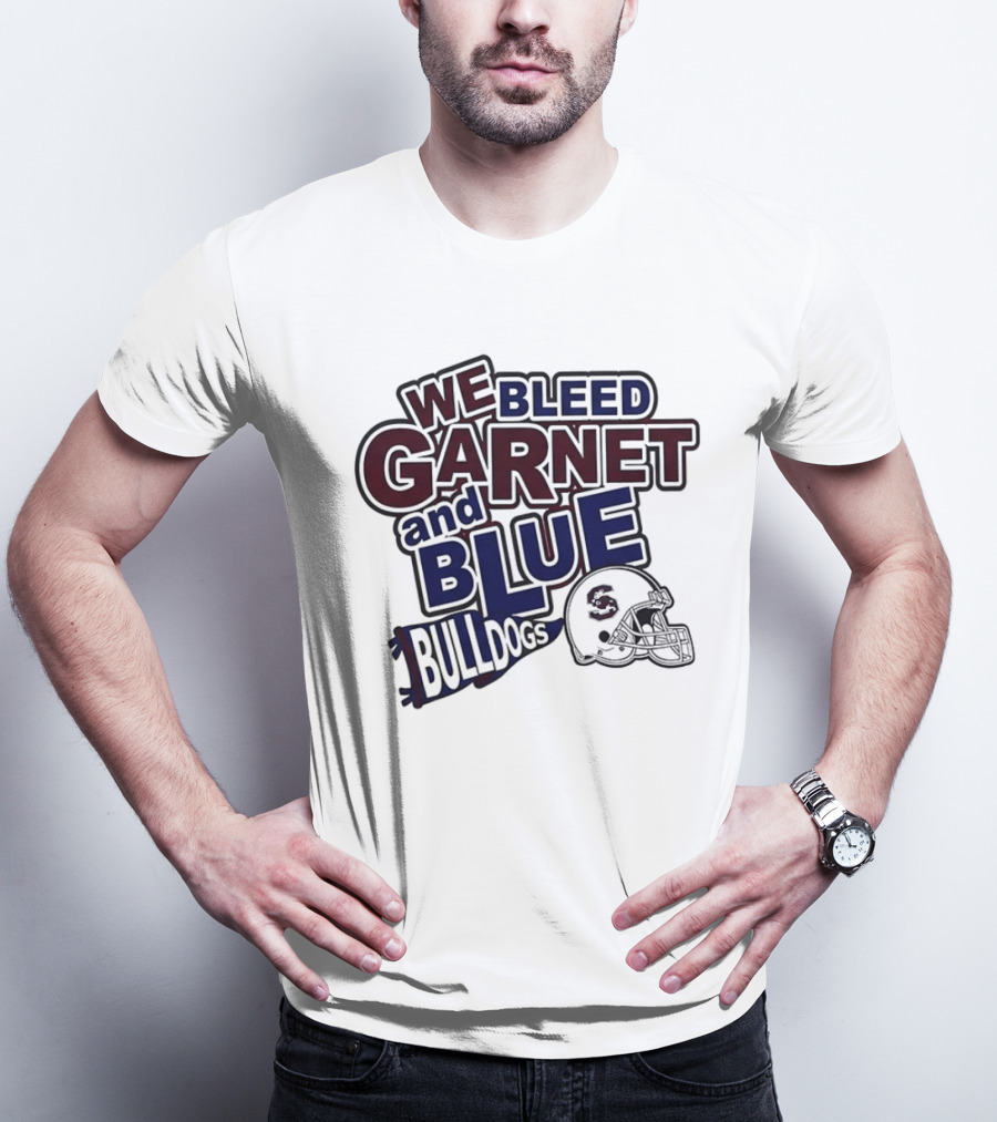 We Bleed Garnet And Blue Bulldogs South Carolina State Football T-Shirt