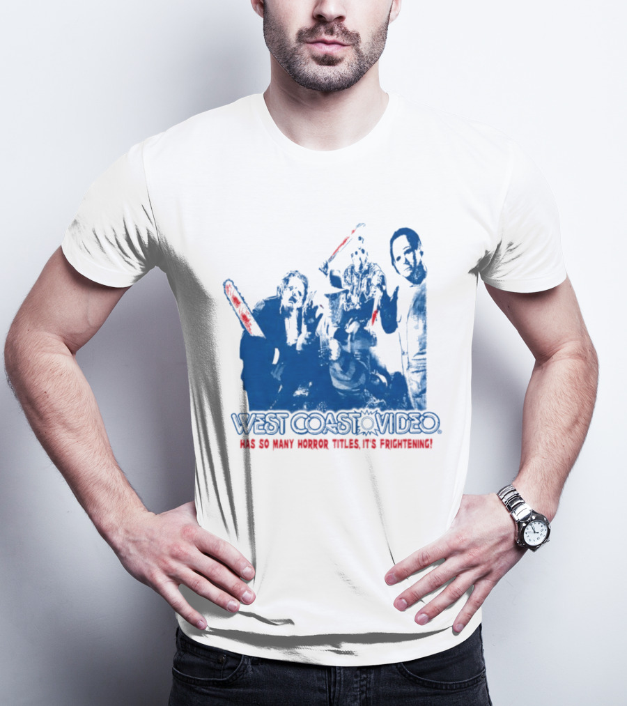 West Coast Video Horror It's Frightening Slasher Movie Halloween T-Shirt