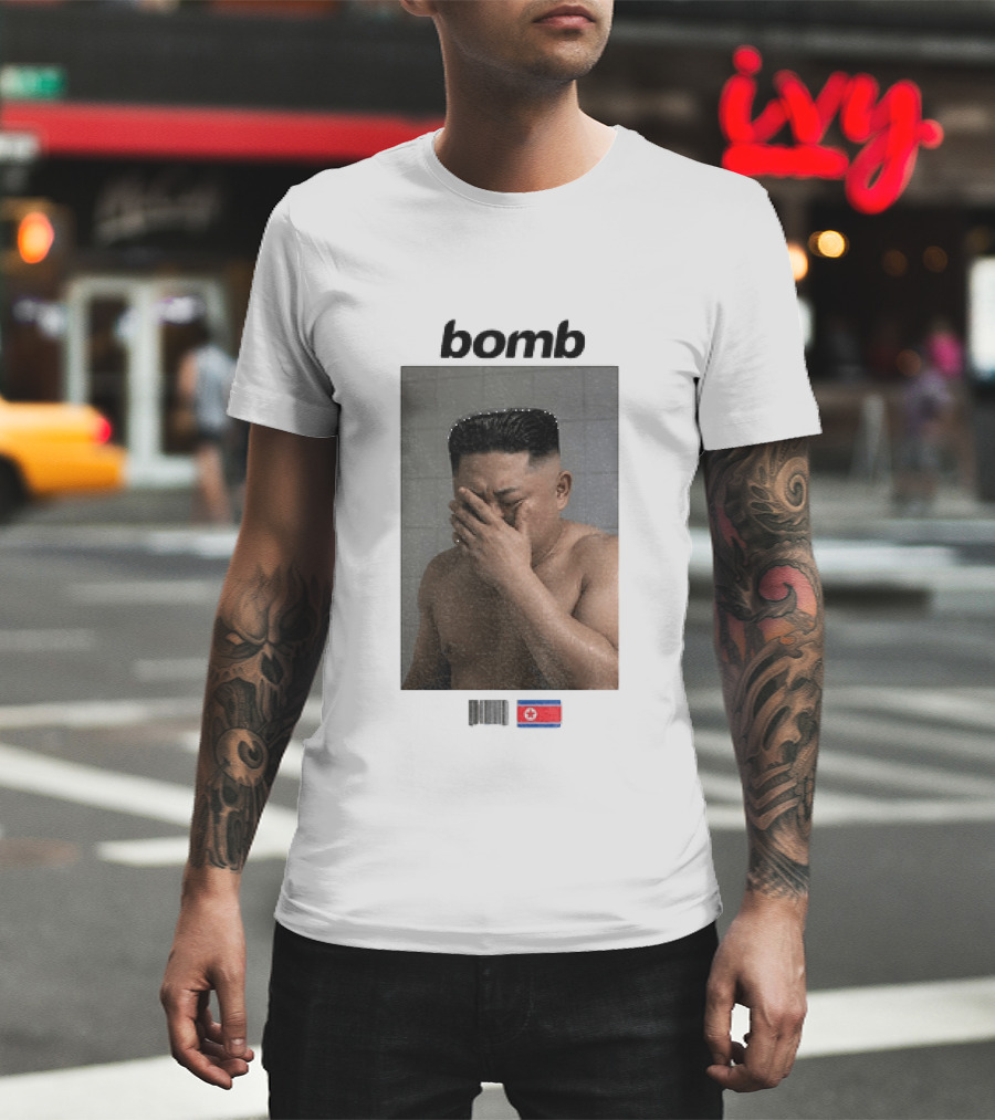 Kim Jong Un Bomb Meme Bathroom North Korea Flag T-Shirt
