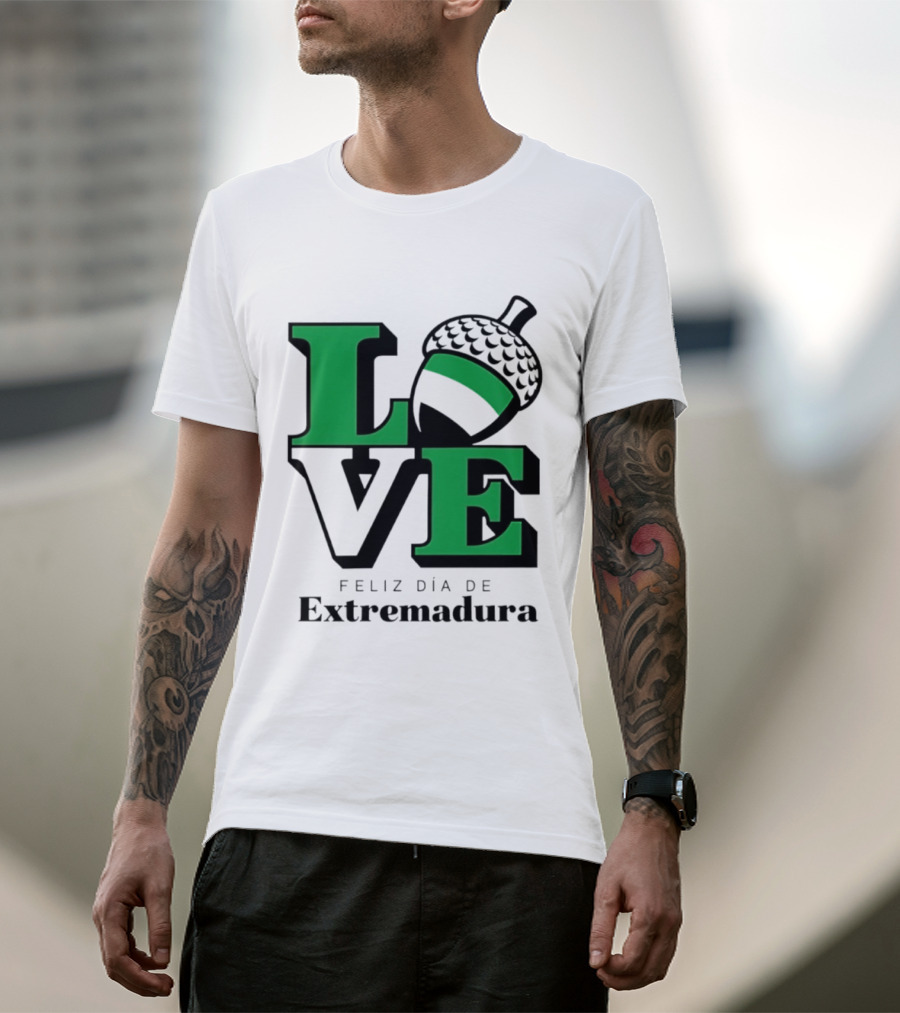 Love Feliz Día De Extremadura Acorn Icon Spain Celebration T-Shirt