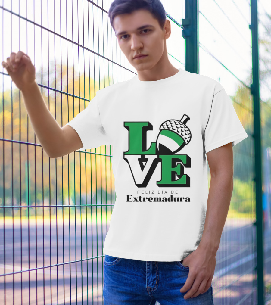 Love Feliz Día De Extremadura Acorn Icon Spain Celebration T-Shirt