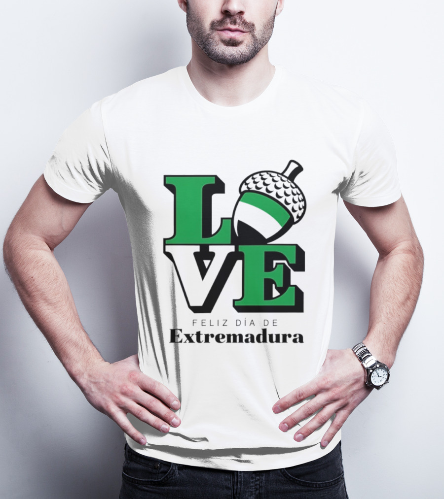 Love Feliz Día De Extremadura Acorn Icon Spain Celebration T-Shirt