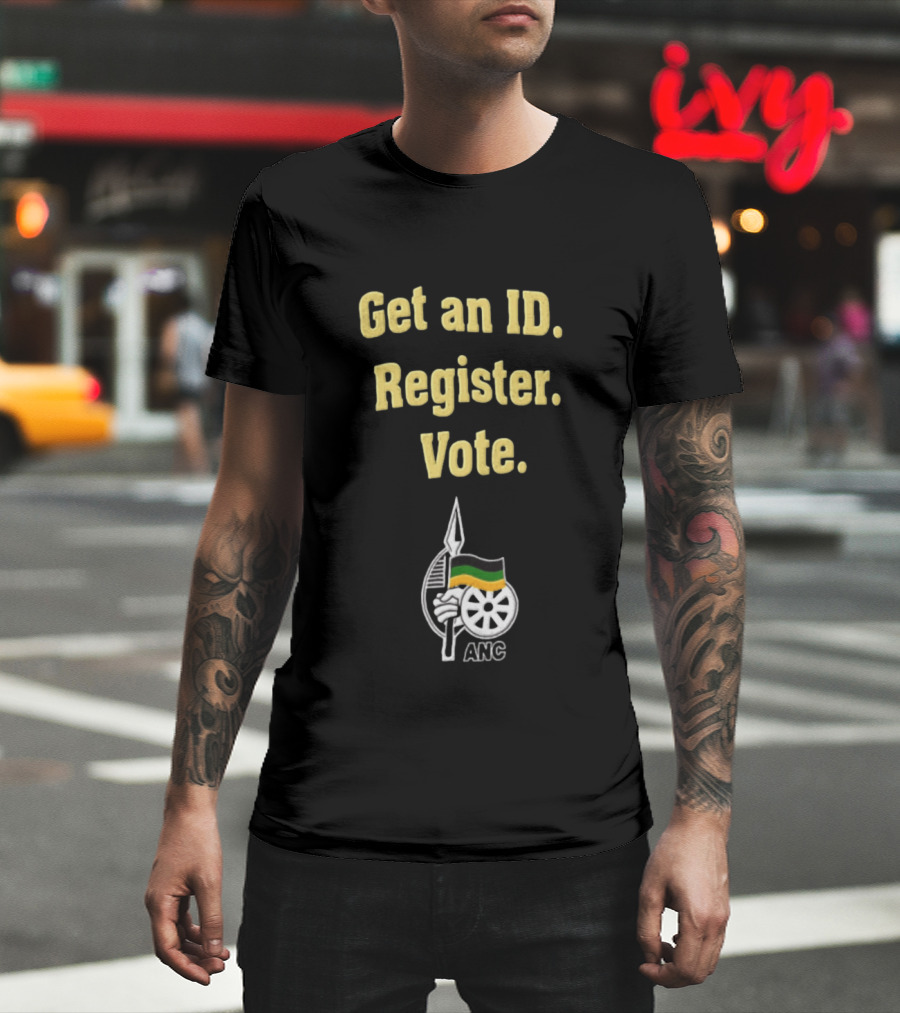 ANC Get An ID Register Vote Encouragement With Iconic Spear And Wheel T-Shirt