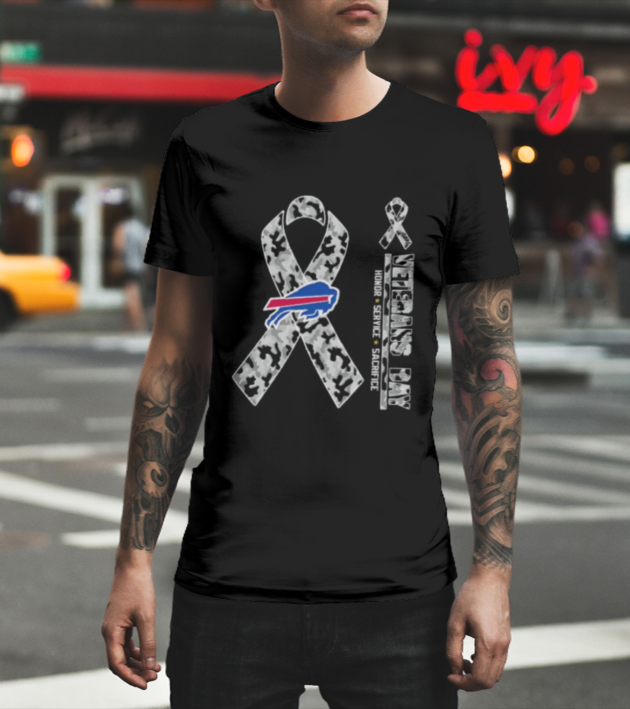 Buffalo Bills Camo Ribbon Veterans Day Honor Service Sacrifice T-Shirt