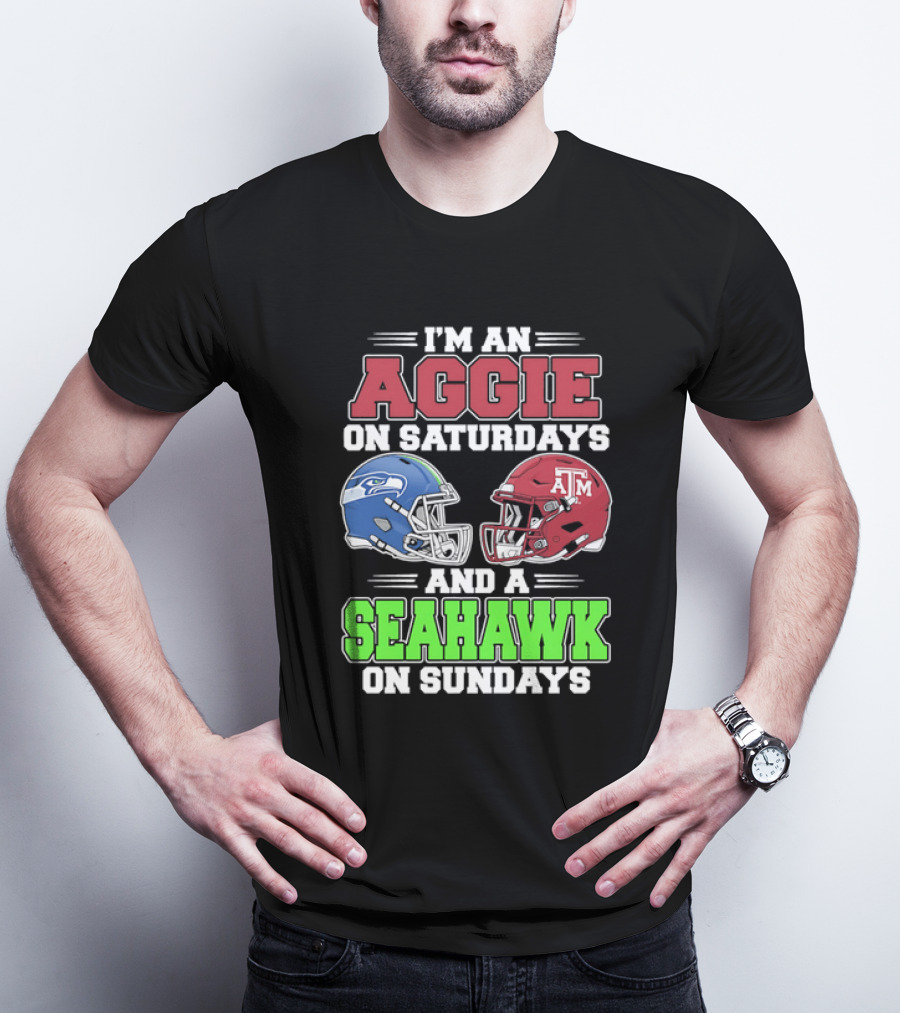 I'm An Aggie On Saturdays And A Seahawk On Sundays Football Helmets T-Shirt