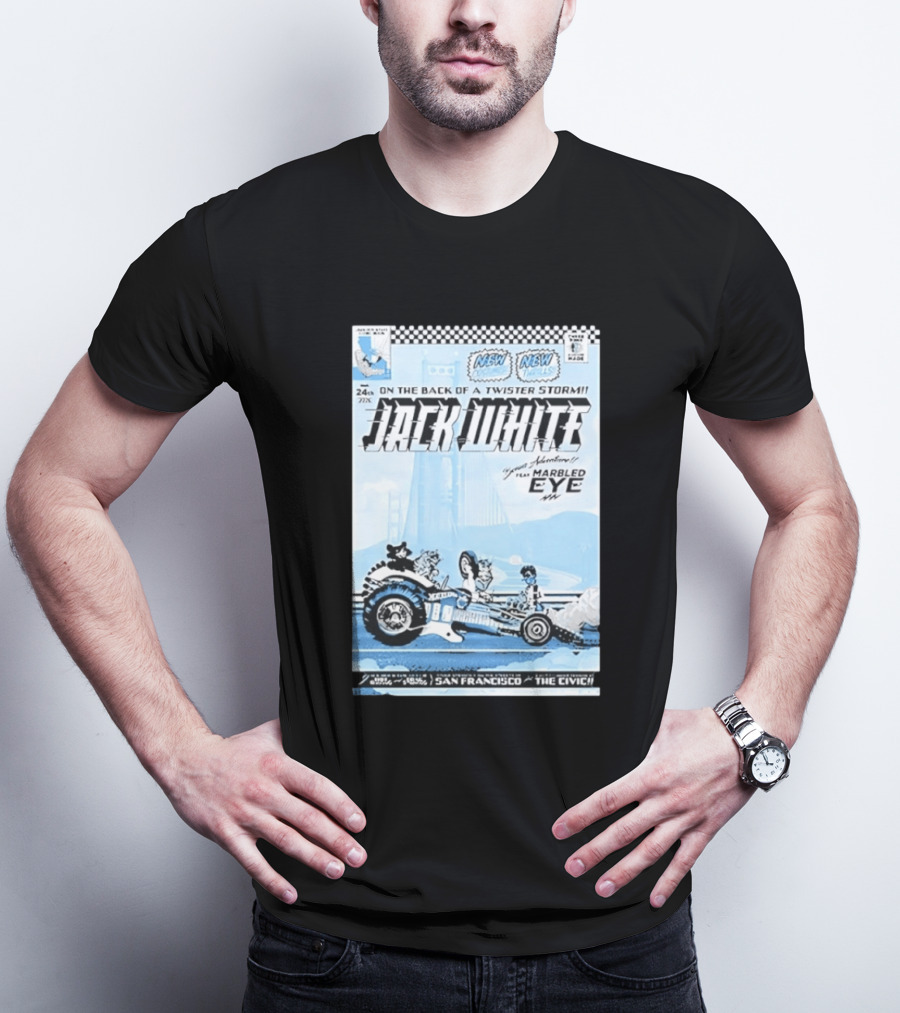 Jack White Twister Storm SF Comic Book Adventure Featuring Marbled Eye San Francisco The Civic T-Shirt