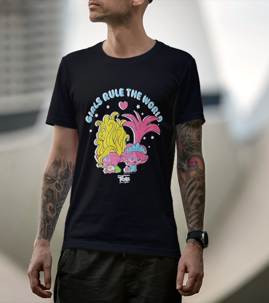 DreamWorks Trolls Band Together Girls Rule The World Bright Colorful T-Shirt