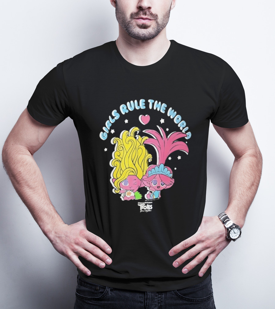 DreamWorks Trolls Band Together Girls Rule The World Bright Colorful T-Shirt