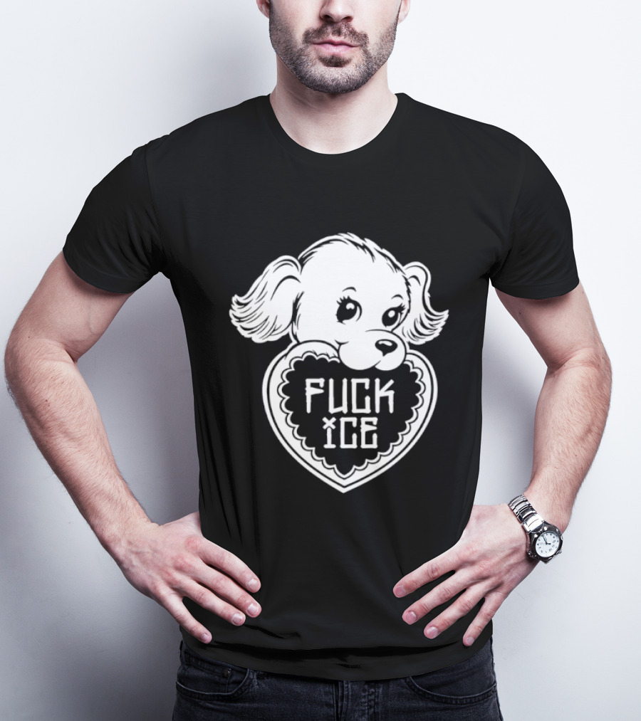 Fuck Ice Puppy Heart Protest Activism Dog T-Shirt