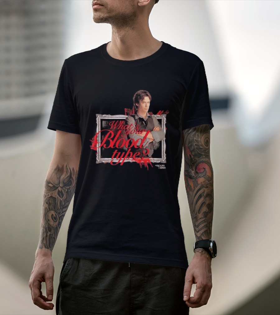 The Vampire Diaries Damon Salvatore What's Your Blood Type Framed T-Shirt
