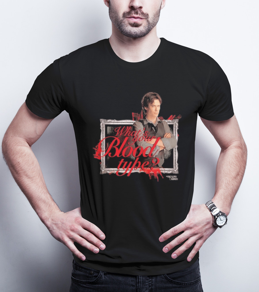 The Vampire Diaries Damon Salvatore What's Your Blood Type Framed T-Shirt
