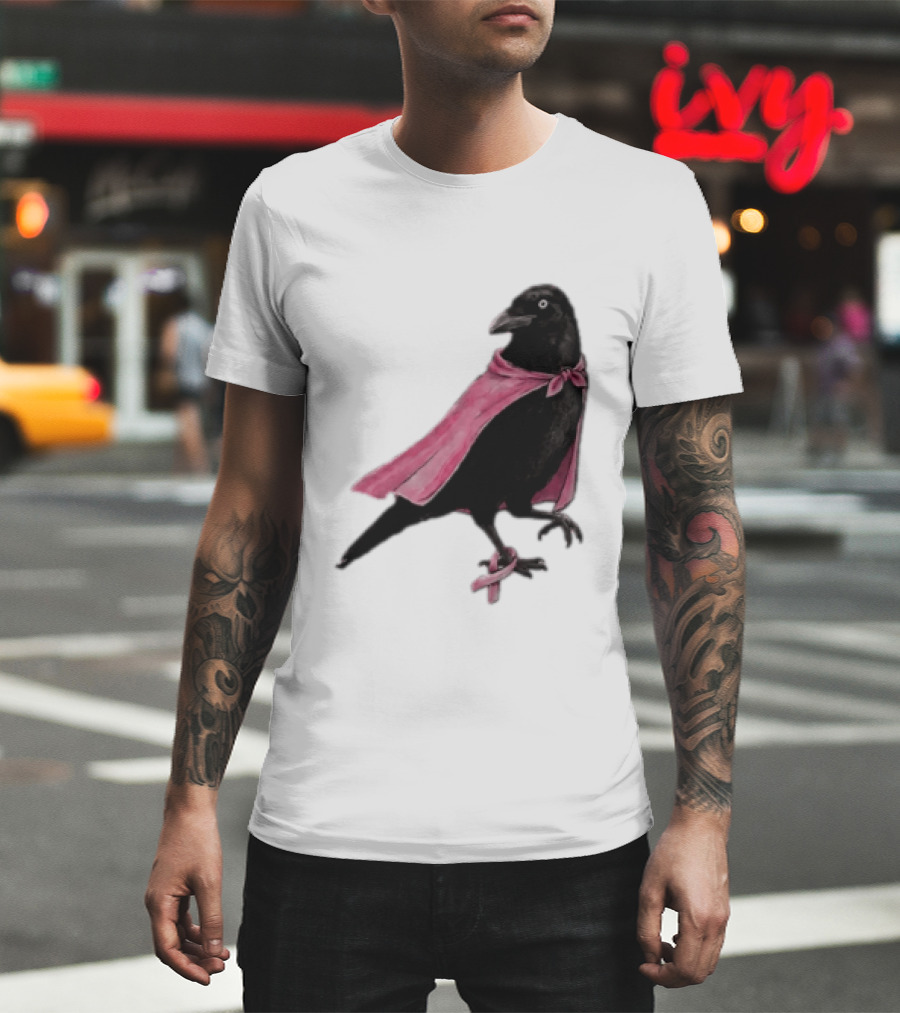 Breast Cancer Awareness Month Pink Ribbon Crow We Wear Pink In October T-Shirt