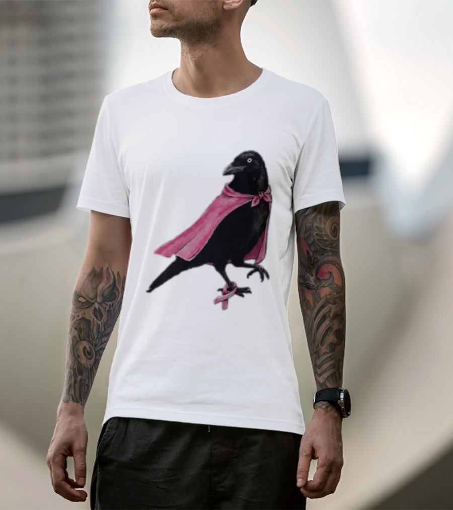 Breast Cancer Awareness Month Pink Ribbon Crow We Wear Pink In October T-Shirt