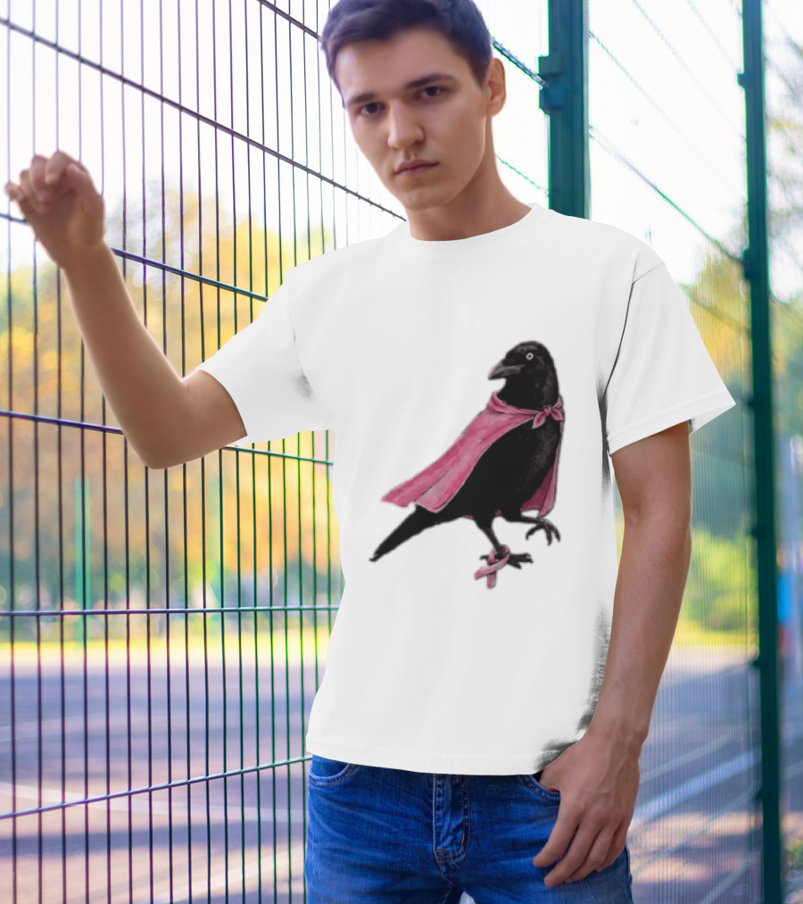 Breast Cancer Awareness Month Pink Ribbon Crow We Wear Pink In October T-Shirt