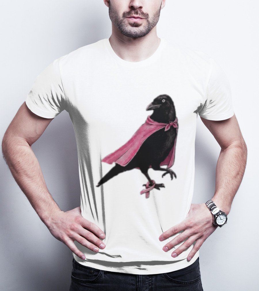 Breast Cancer Awareness Month Pink Ribbon Crow We Wear Pink In October T-Shirt