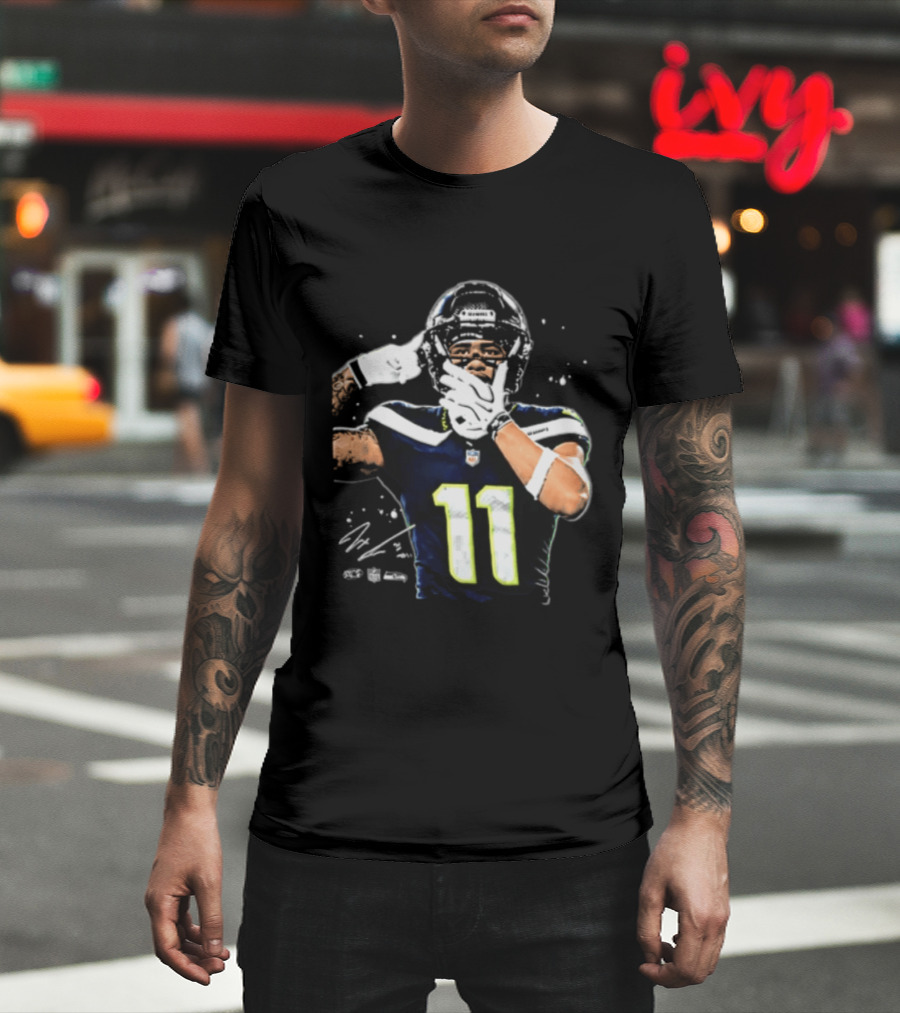 Geno Smith Seattle Seahawks Number 11 Pointing Gesture T-Shirt