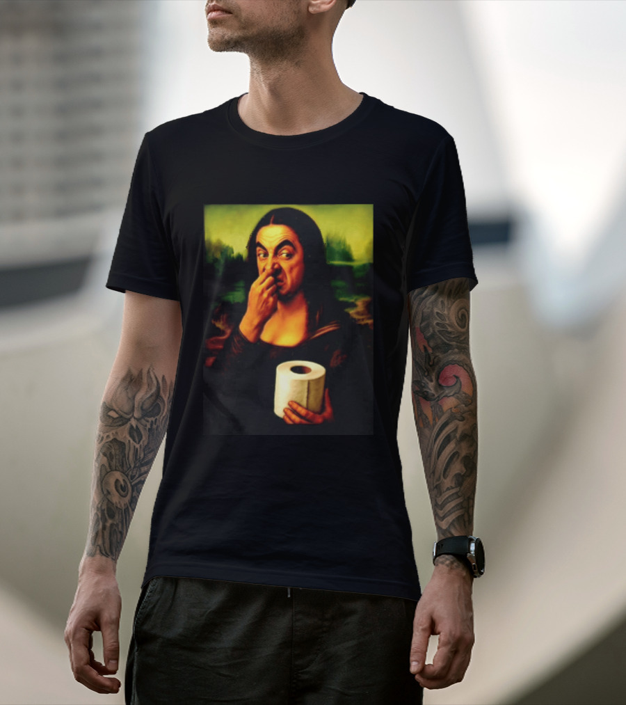 Rowan Atkinson Mona Lisa Nose Picking Toilet Roll Holding T-Shirt