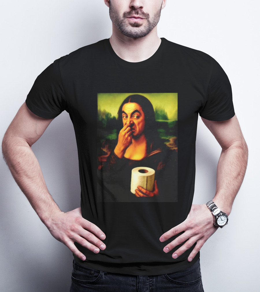 Rowan Atkinson Mona Lisa Nose Picking Toilet Roll Holding T-Shirt