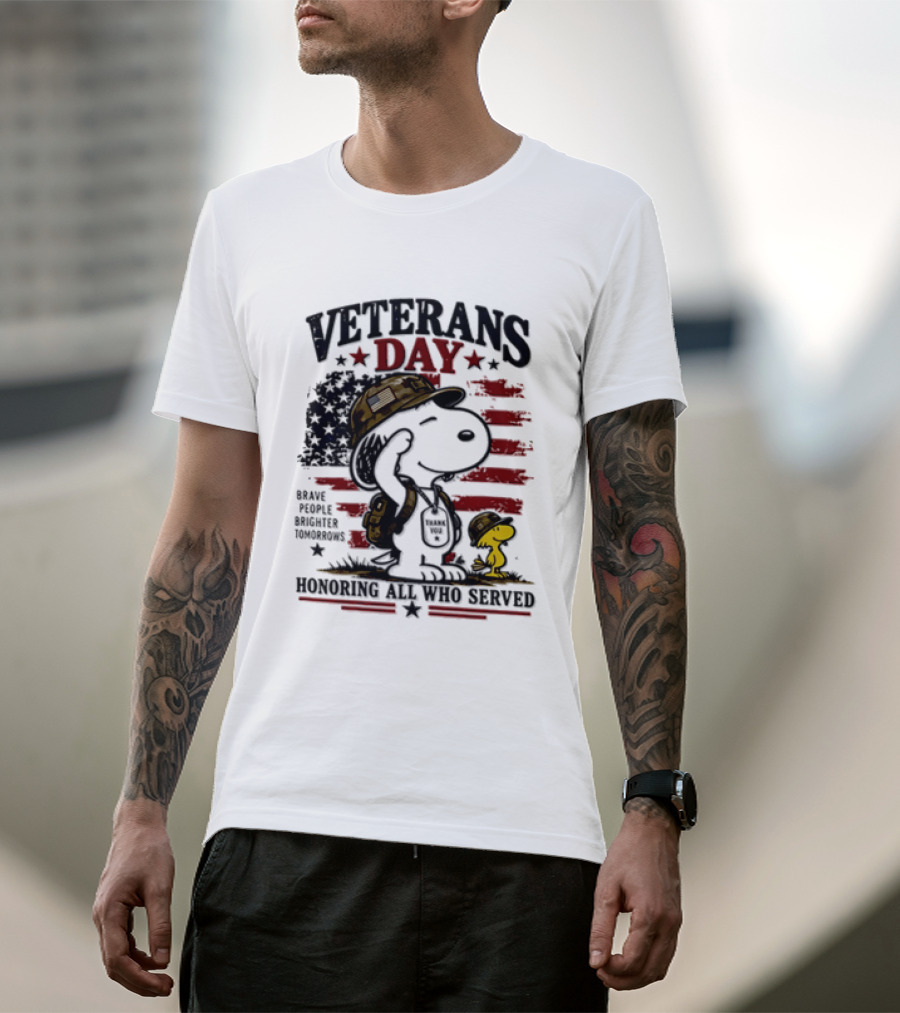 Snoopy Woodstock Veterans Day Some Gave All Peanuts Always Remember T-Shirt