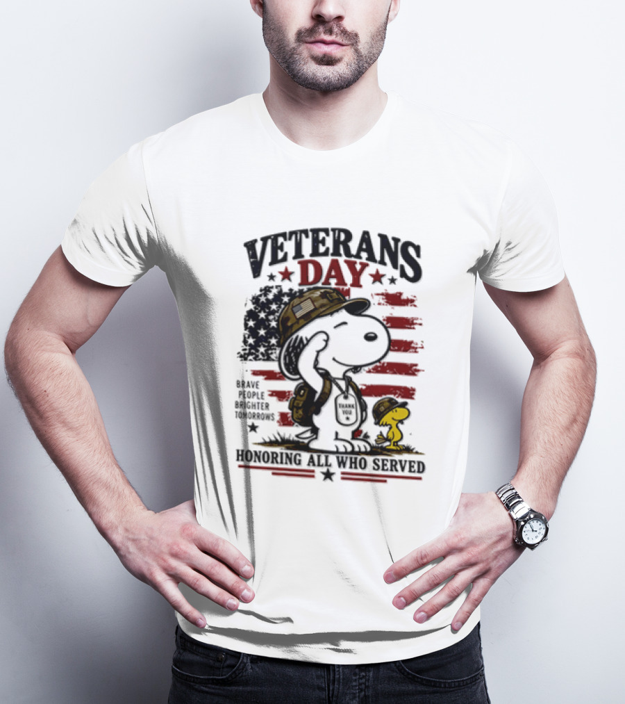 Snoopy Woodstock Veterans Day Some Gave All Peanuts Always Remember T-Shirt