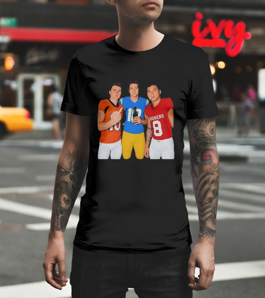 Bo Nix Justin Herbert Dillon Gabriel Football Players Gesture And Cigarette T-Shirt