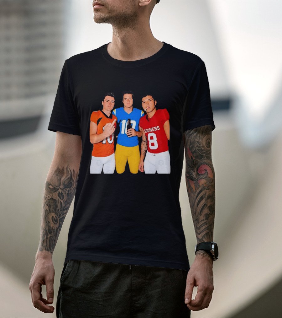 Bo Nix Justin Herbert Dillon Gabriel Football Players Gesture And Cigarette T-Shirt