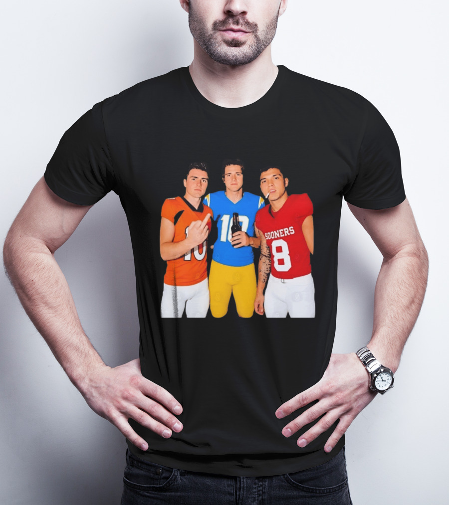 Bo Nix Justin Herbert Dillon Gabriel Football Players Gesture And Cigarette T-Shirt