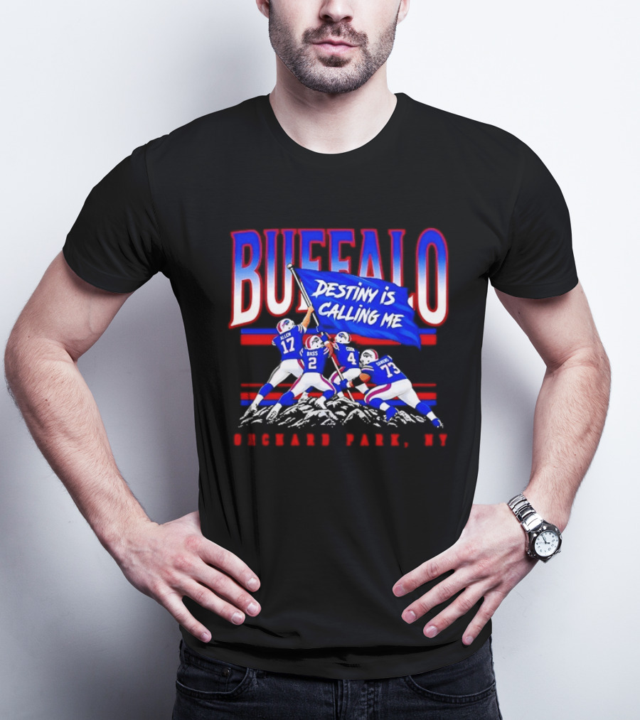 Buffalo Destiny Is Calling Me Allen Bass Cook Dawkins Orchard Park NY T-Shirt