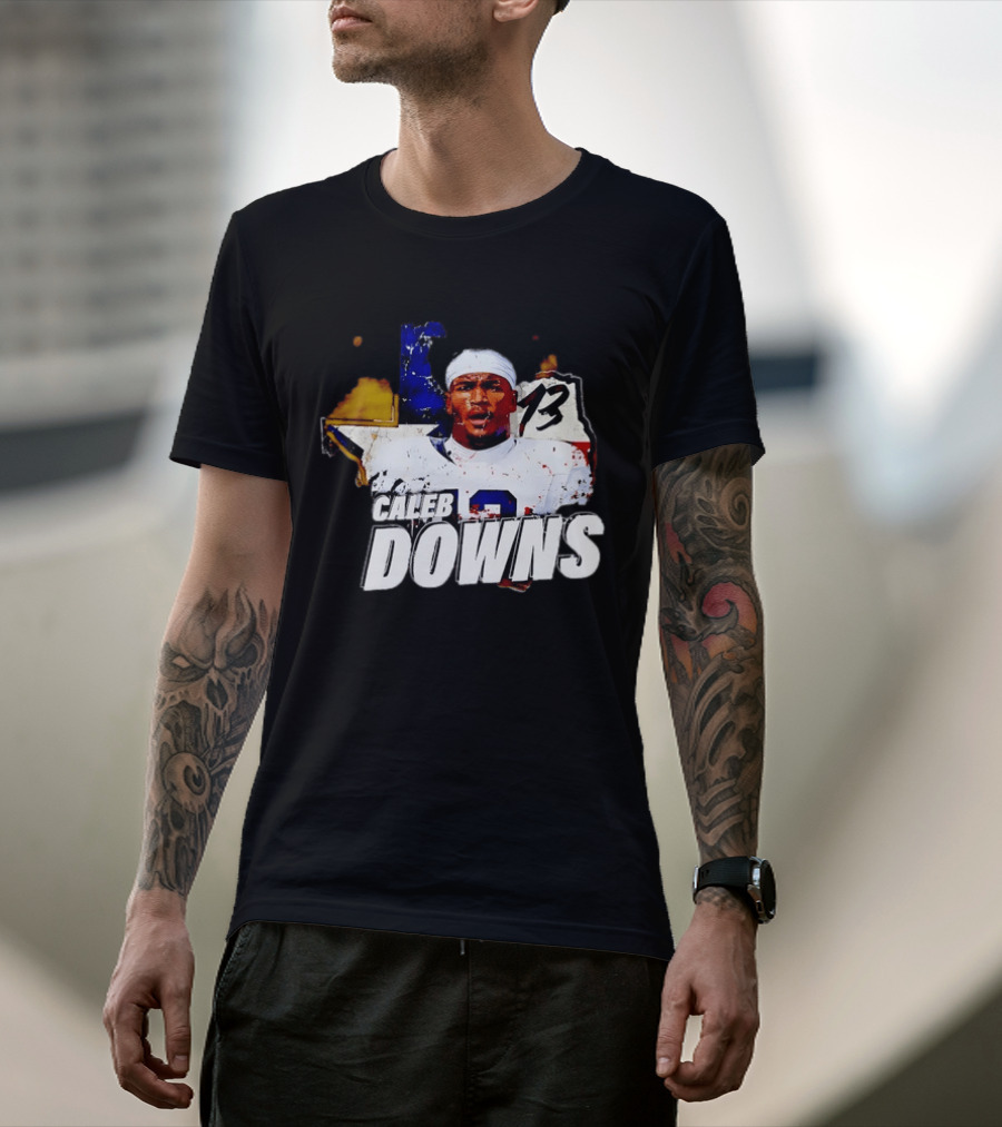 Caleb Downs 13 Ohio State Buckeyes Texas Football Distressed T-Shirt