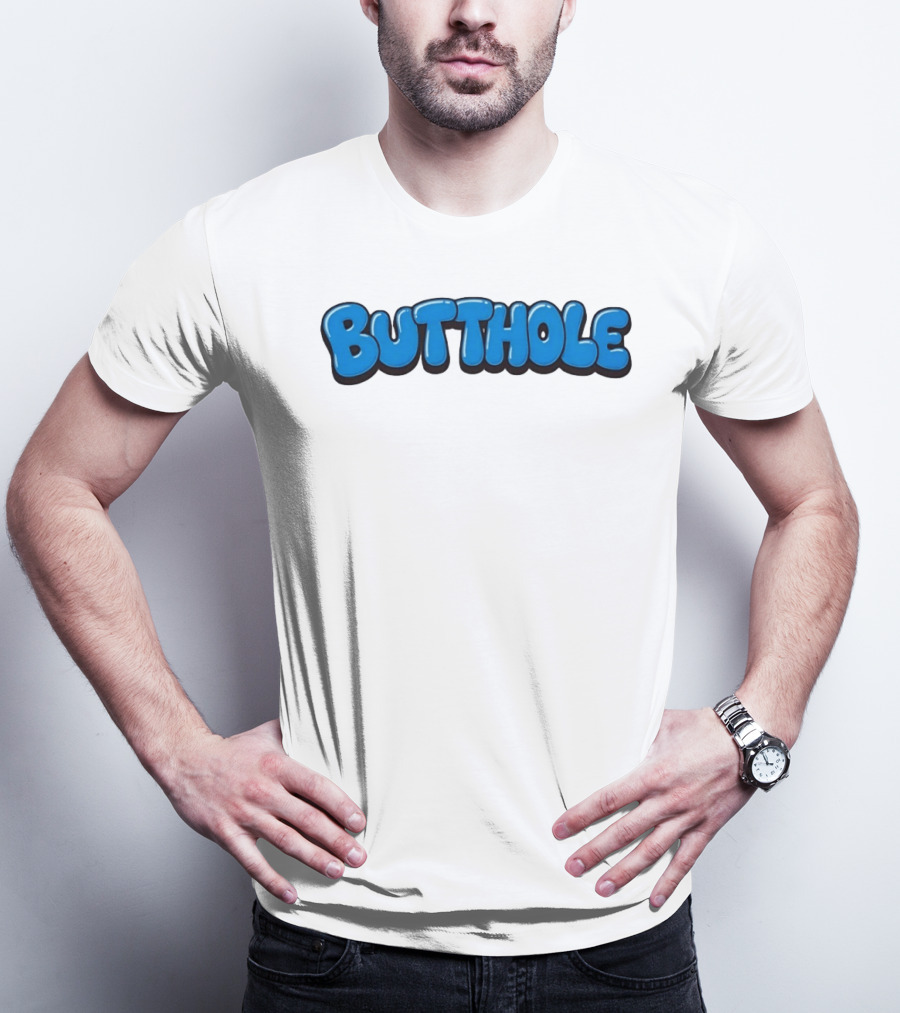 Butthole Bubble Letter Graffiti Blue T-Shirt
