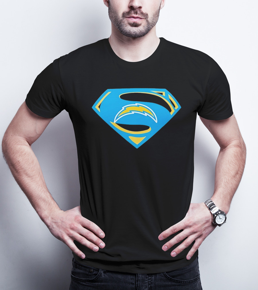 Los Angeles Chargers Superman Logo NFL Football Fan Gear T-Shirt