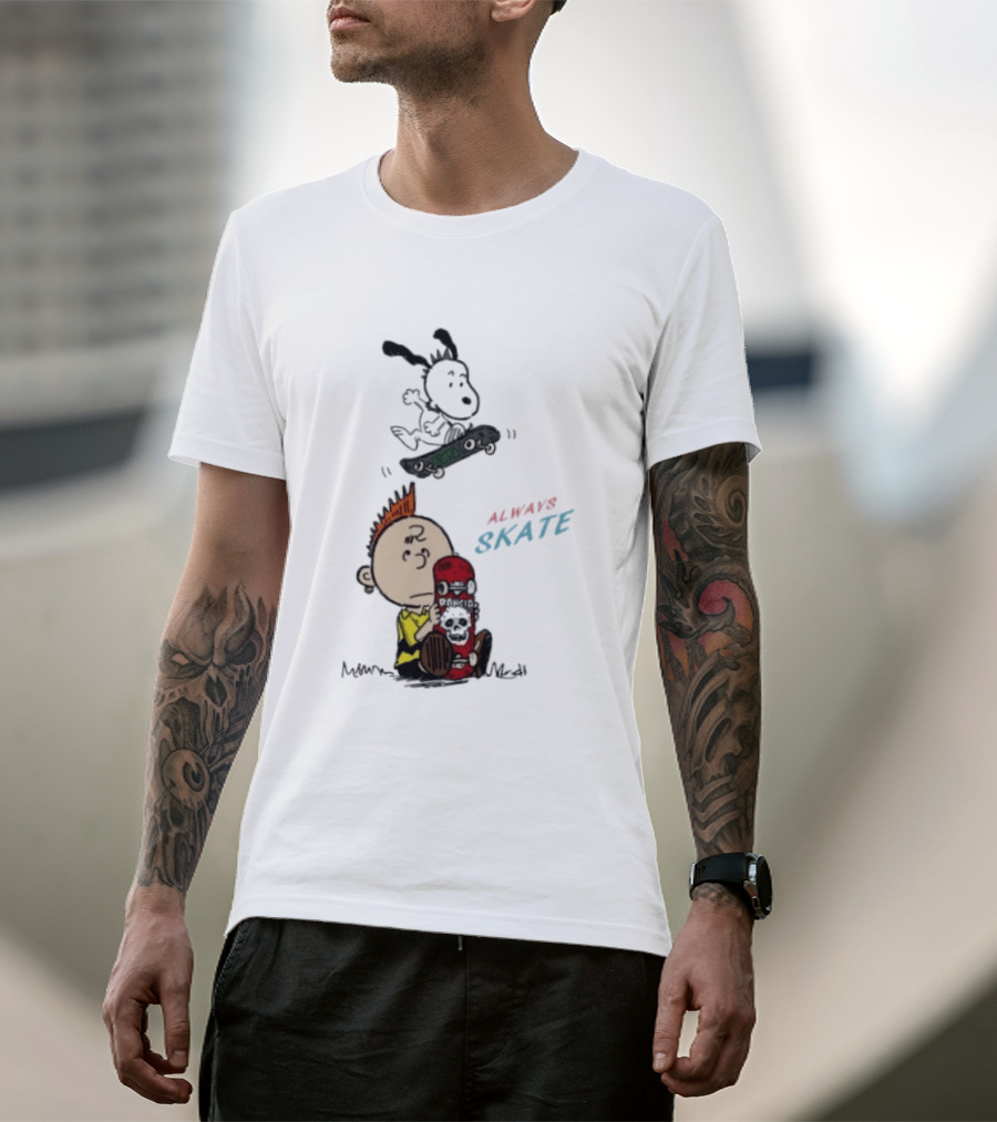 Charlie Brown Snoopy Always Skate NOFX Rancid T-Shirt