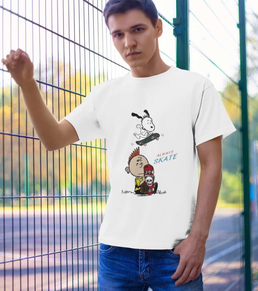 Charlie Brown Snoopy Always Skate NOFX Rancid T-Shirt