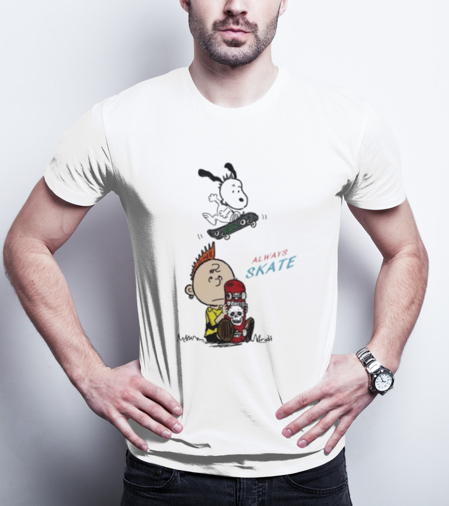 Charlie Brown Snoopy Always Skate NOFX Rancid T-Shirt