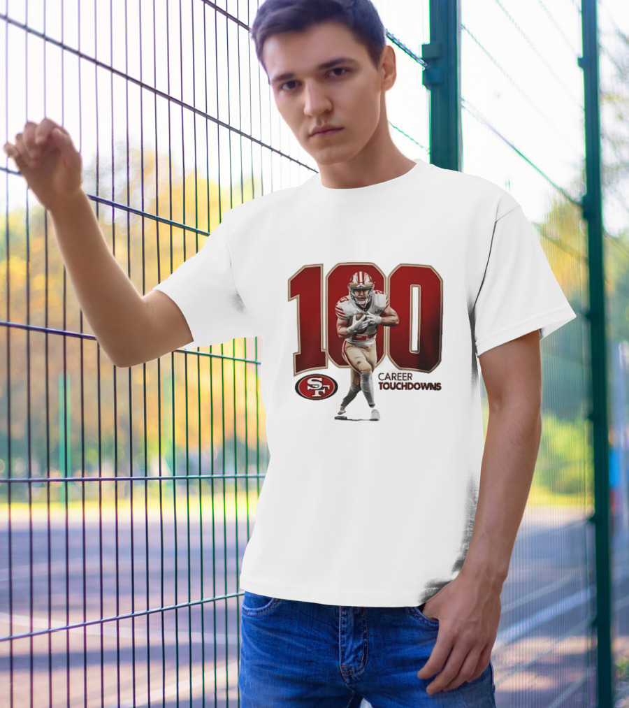 Christian McCaffrey 49ers 100 Career Touchdowns T-Shirt