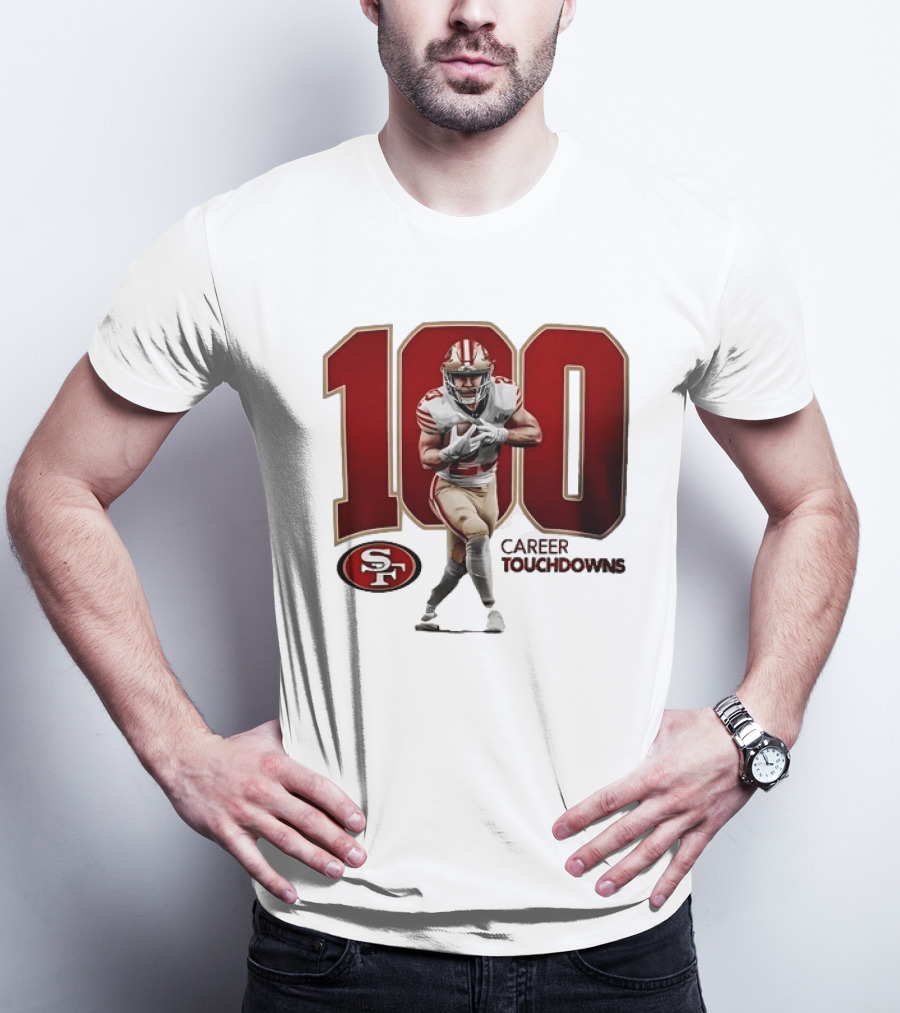 Christian McCaffrey 49ers 100 Career Touchdowns T-Shirt