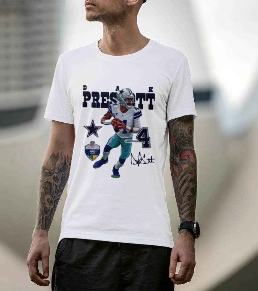 Dak Prescott Dallas Cowboys Quarterback 2026 Football Star Number 4 T-Shirt