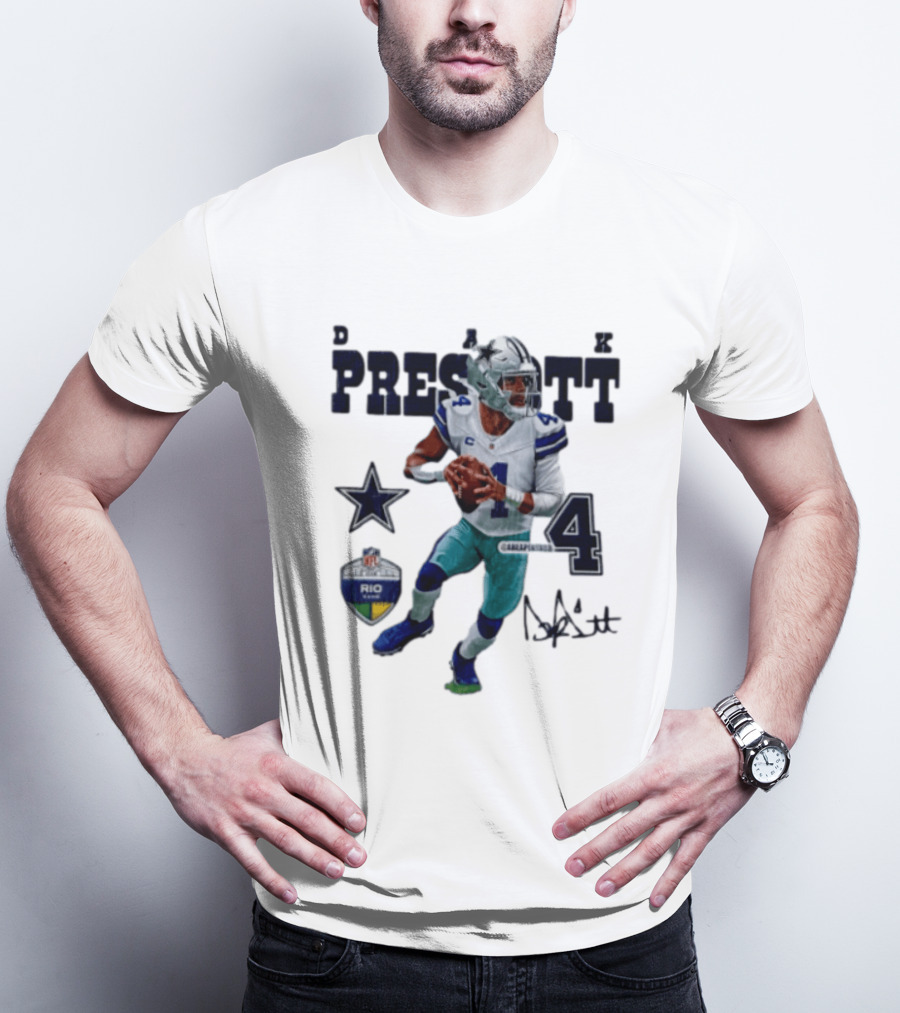 Dak Prescott Dallas Cowboys Quarterback 2026 Football Star Number 4 T-Shirt