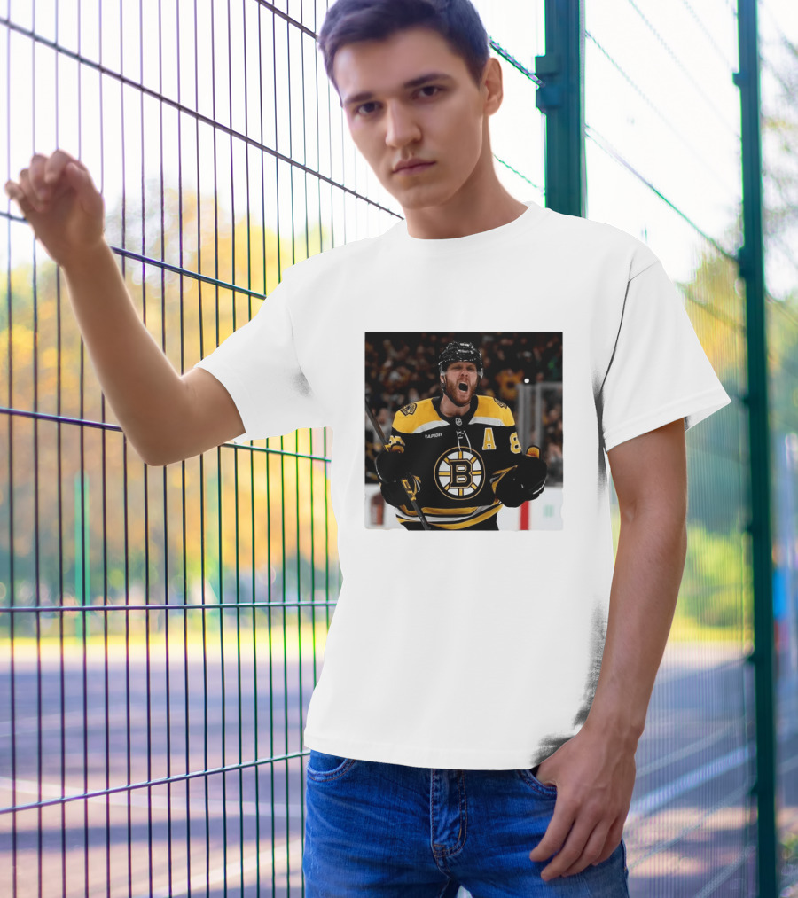 David Pastrnak Bruins Captain Announcement With Iconic Team Jersey Celebration T-Shirt
