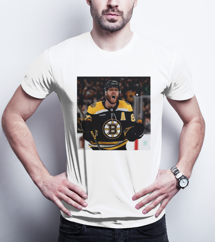 David Pastrnak Bruins Captain Announcement With Iconic Team Jersey Celebration T-Shirt