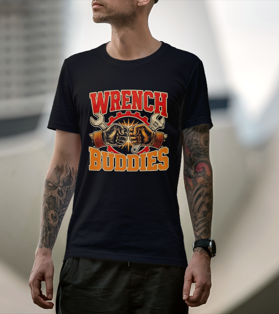 Wrench Buddies Fist Bump Mechanics Gear Tools T-Shirt